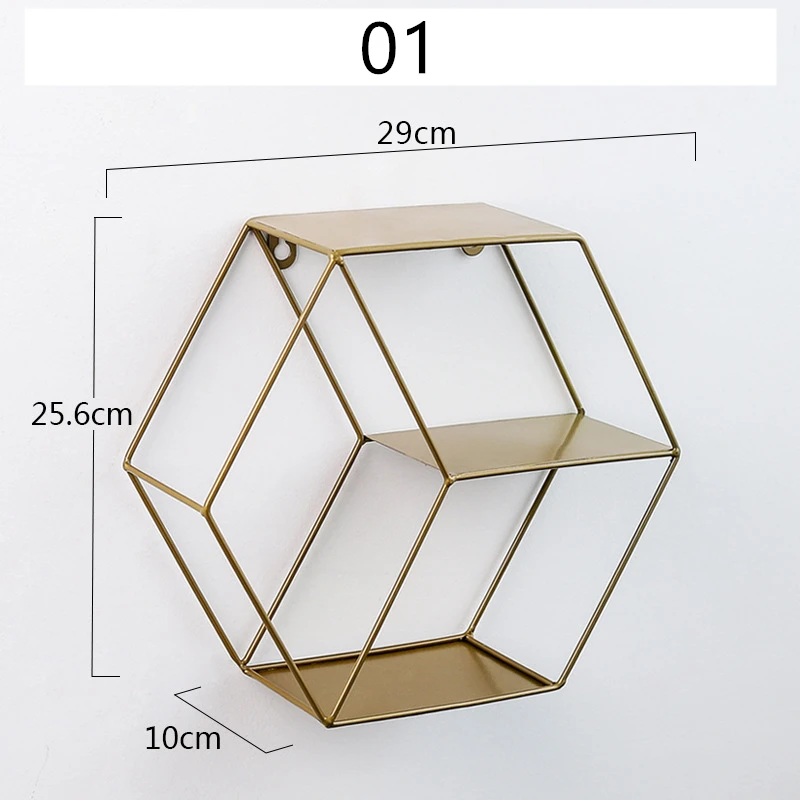 Nordic Hexagon Storage Rack Wrought Iron Hexagon Shaped Hanging ...