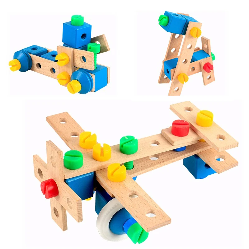 Puzzle Assembling Screw Toys Amazing Screw Nut Combination Toys Wooden ...