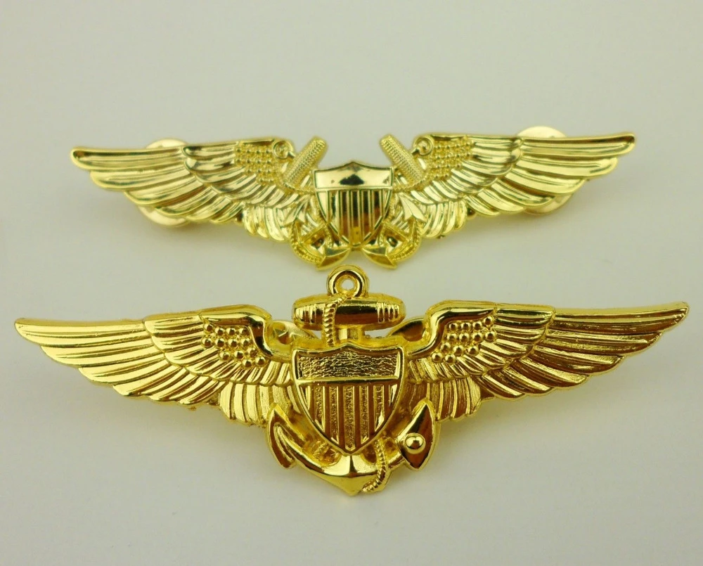 US Naval Aviator Wings Badge & US Naval Flight Officer Wings Badge Pin ...