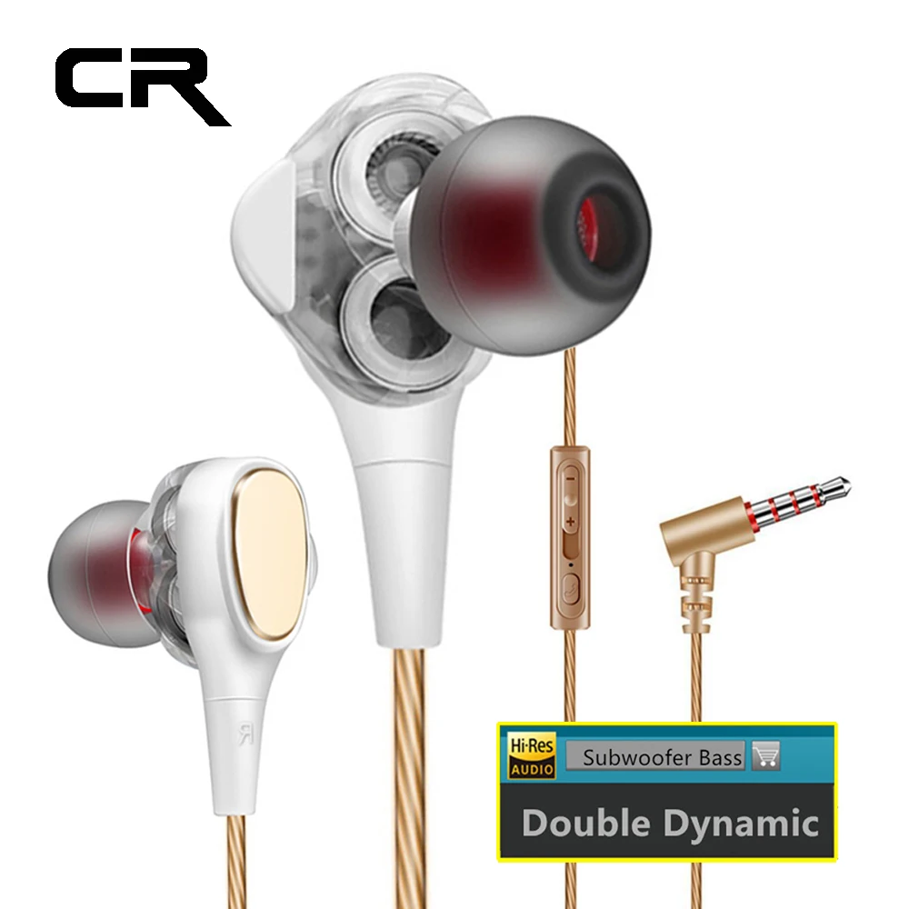 Sport In Ear 3.5mm Wired Earphones for Phone Dual Drivers Bass Headsets ...