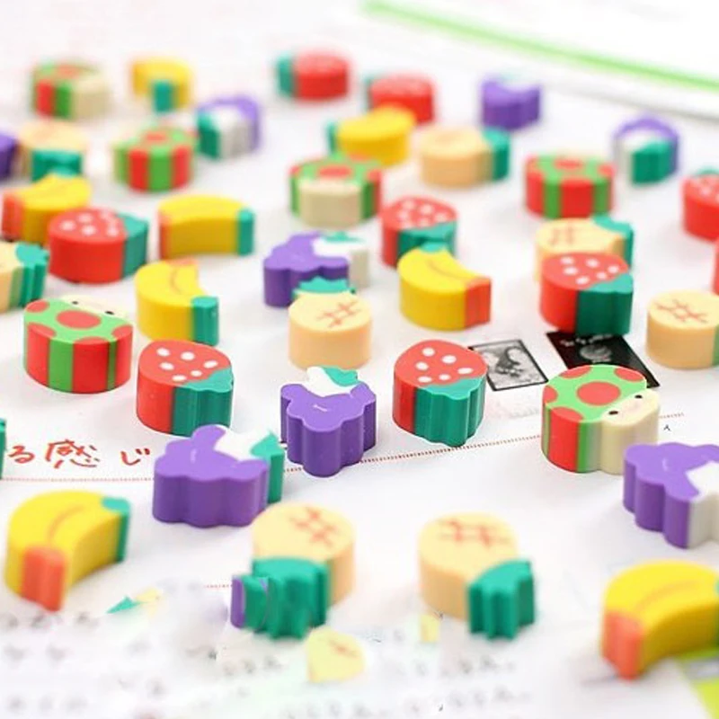 50Pcs-Mini-Cute-Kawai-Fruit-Erasers-Cartoon-Rubber-Pencil-Eraser-For ...