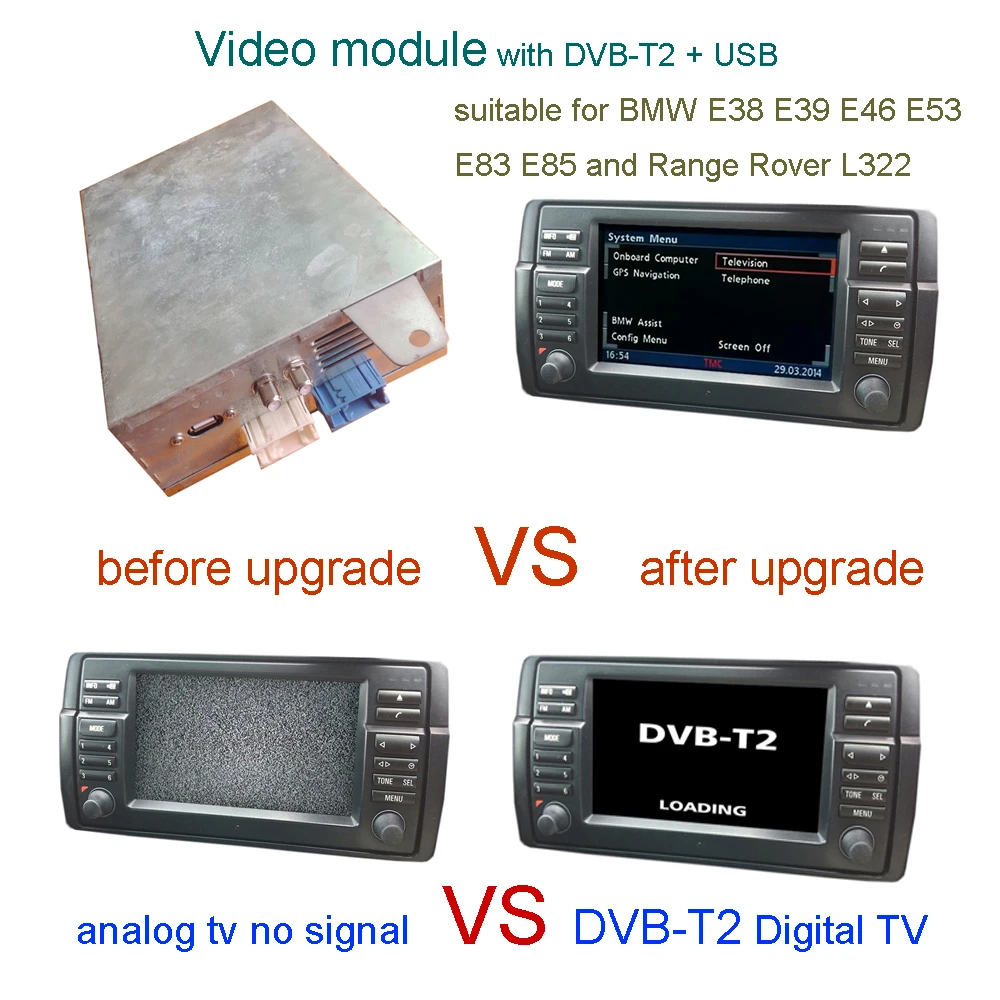 Video Module With DVB T2 TV For BMW E38 E39 E46 E53 E83 E85 Range Rover ...