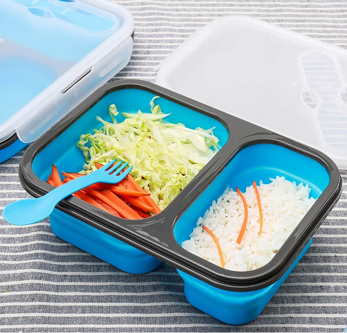 Collapsible Silicone Lunch Box Portable Bowl 1L Outdoor Fruit Storage ...