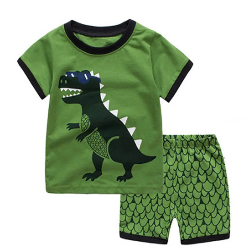children fashion summer baby boys clothing sets print 2pcs top and pant ...