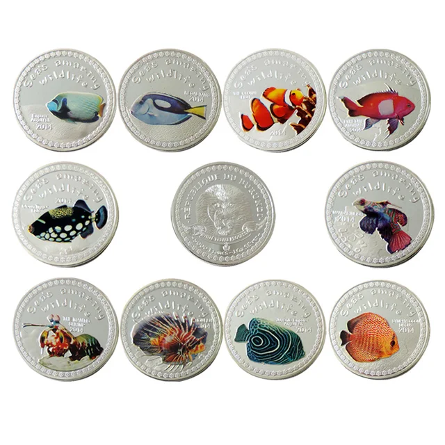 10pcs/lot(1set),New Silver Coins Sea's Amazing Wildlife Tropical fish ...