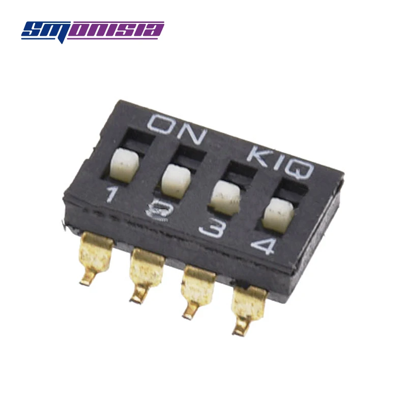 100pcs 8P Patch 4 Position DIP Switch 2.54MM Pitch Flat Dial Toggle ...