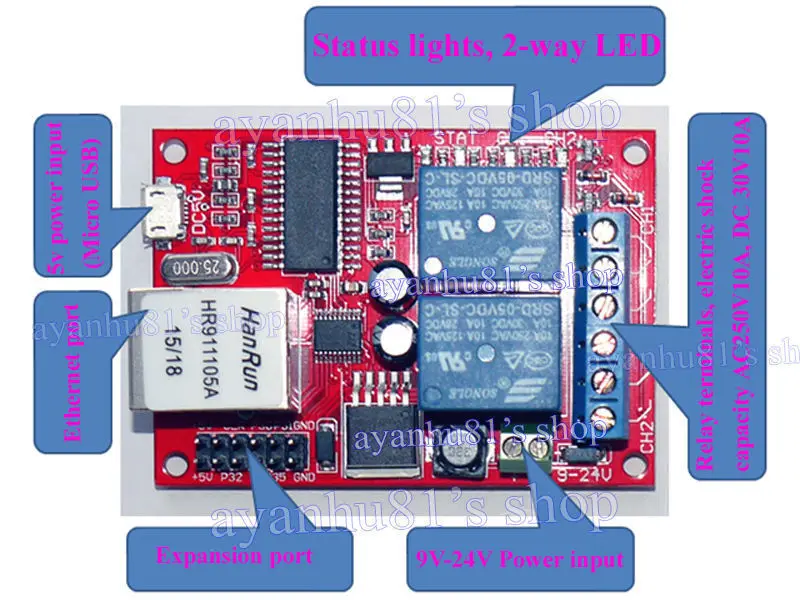Купить сетевой интерфейс Ethernet 2 Poles платы реле задержки Tcp или Udp модуль контроллер веб