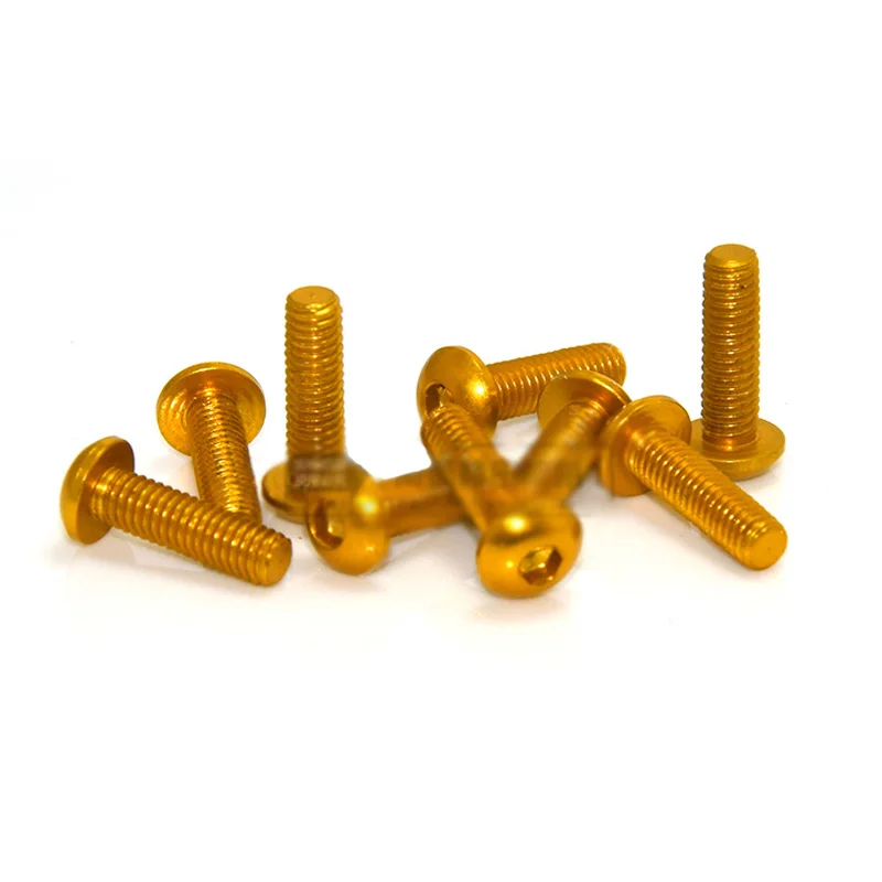 M3 Aluminum alloy Half round Hex socket Screws Gold Allen Screw Bolts ...