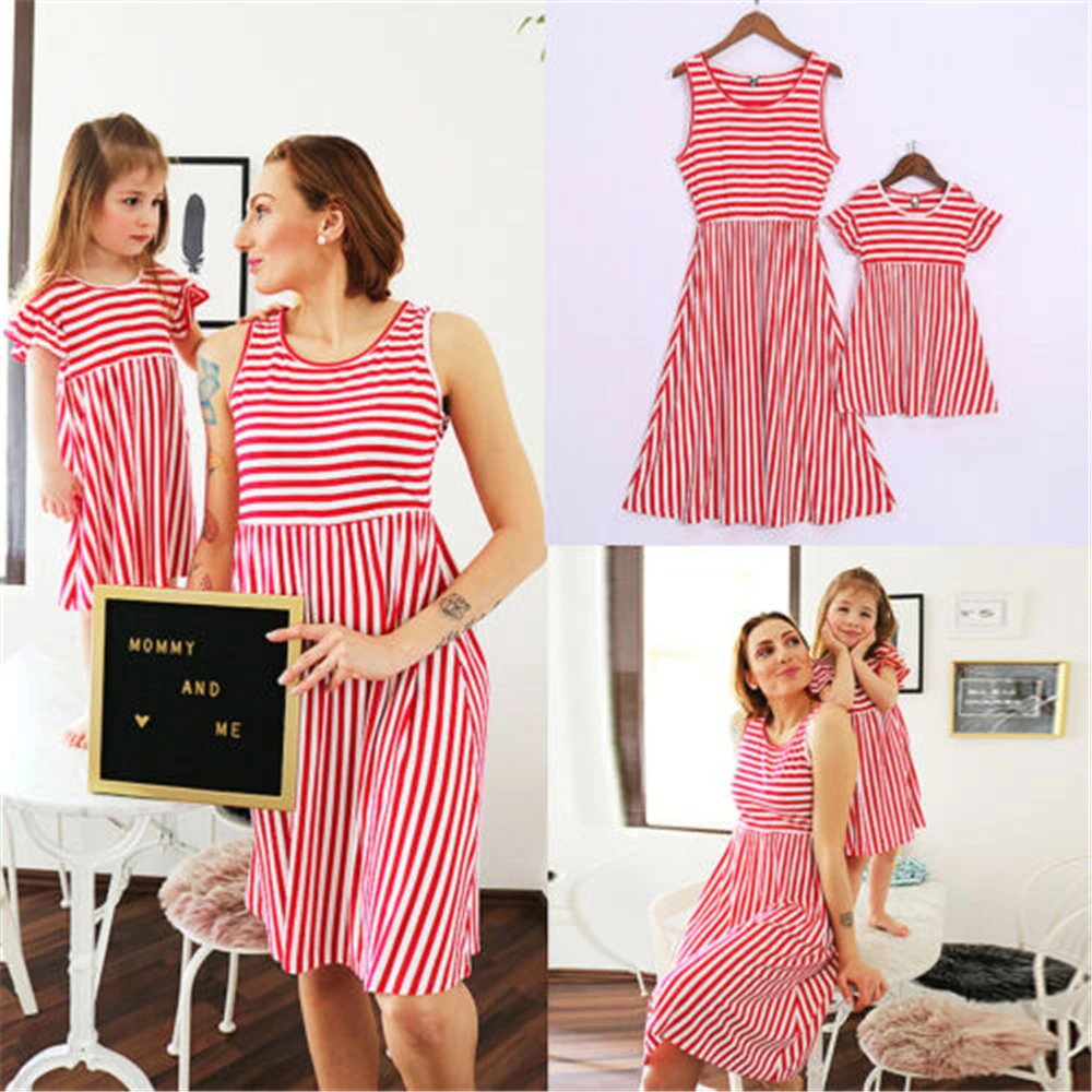 Vestido a juego para madre e hija, ropa familiar a rayas para padres e ...