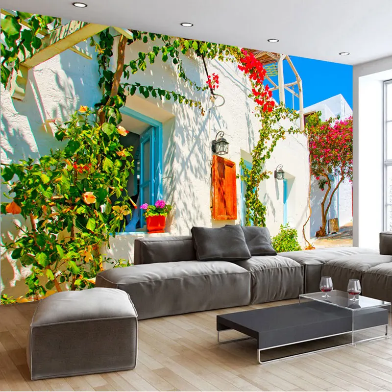 Home Cafe Decor Wall Papers 3D European Street Photo Wall Paper Murals ...