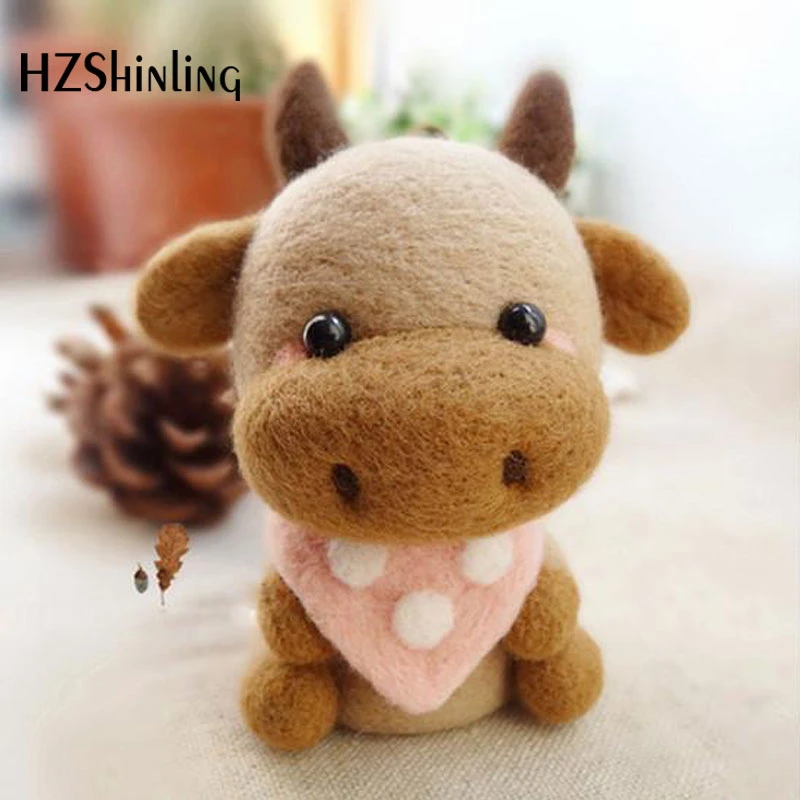Non-finished Felt Kit Creative Cute Bull Ox Toy Doll Wool Felt Poked ...