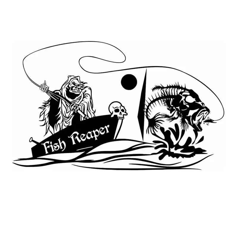Fishing Sticker Car Skull Fish Reaper Decal Angling Hooks Tackle Shop ...