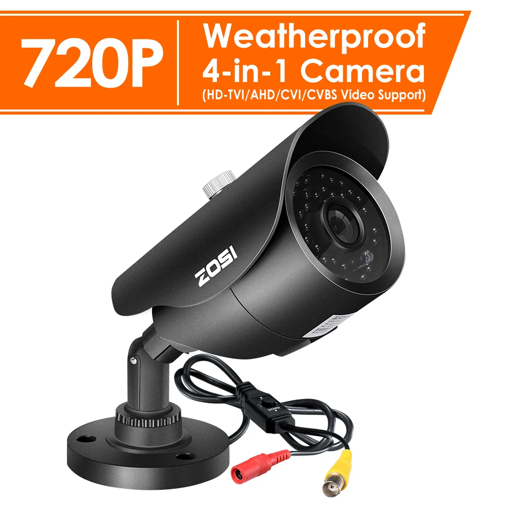 Zosi 720p 4-in-1 Hd Cctv Camera Tvi/cvi/ahd/cvbs 1.0mp Outdoor ...