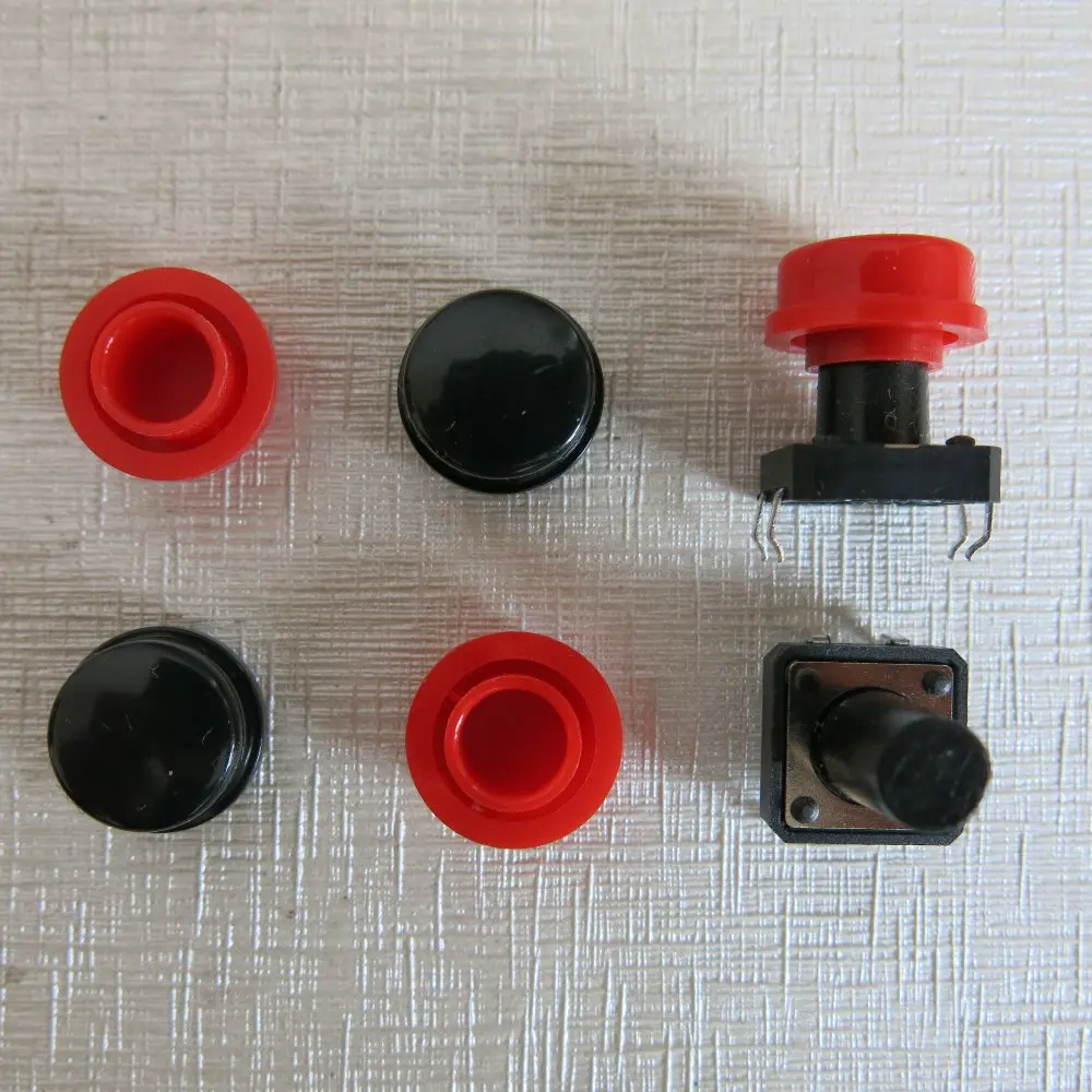 50pcslot 25x Red 25x Black Button Cover Cap Id64mm For 12x12mm Push Button Tactile Tact Mini