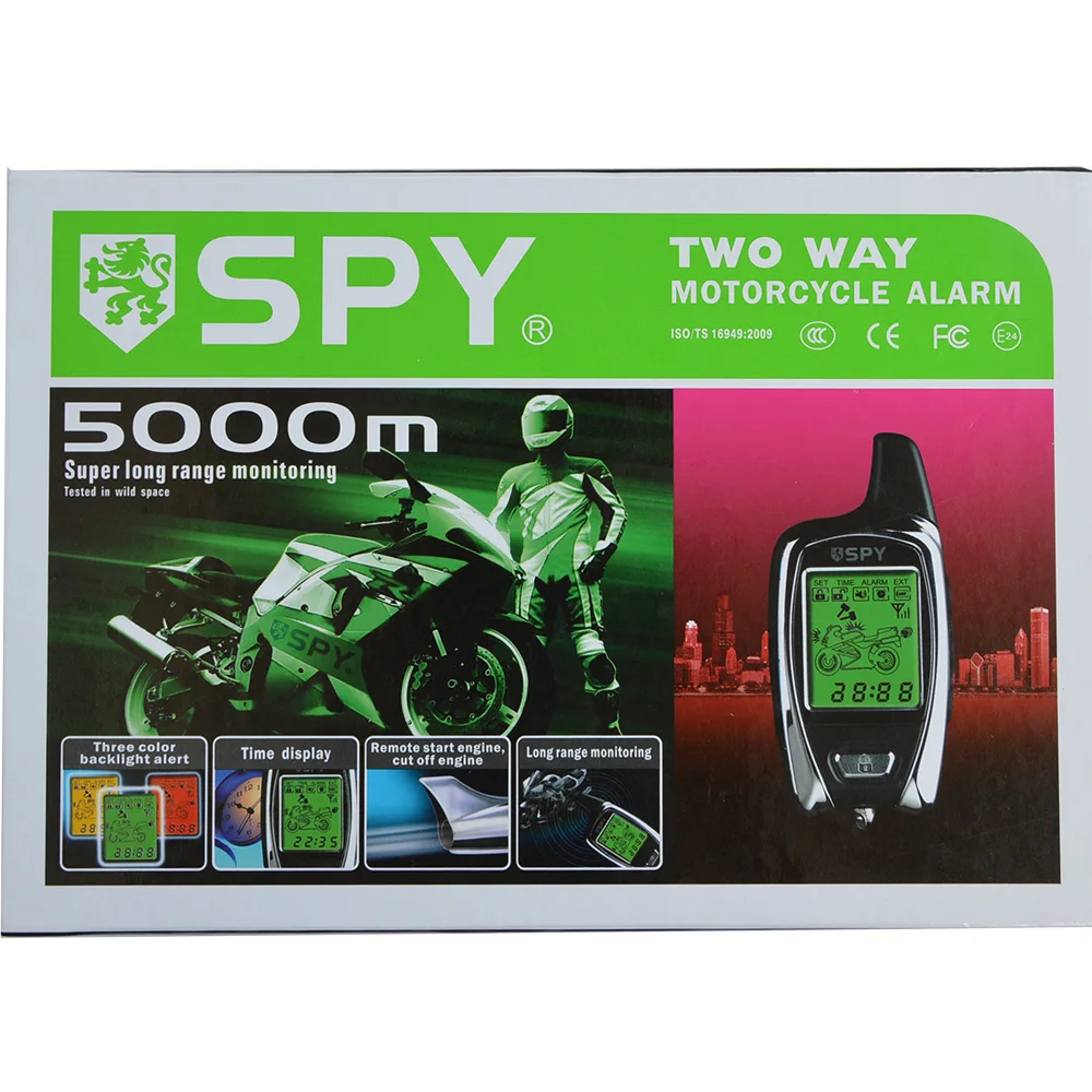 SPY 5000m 2 WayMotorcycle security alarm system with two LCD ...