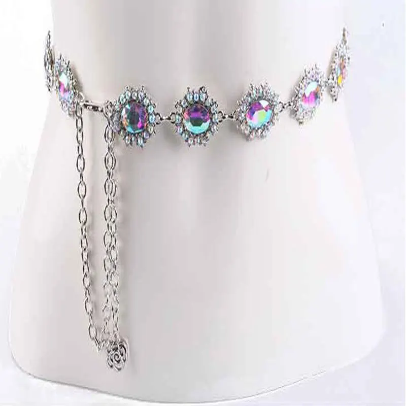 Korean Wild Skirt White Fine Belts Female Belly Dance Chain Diamond