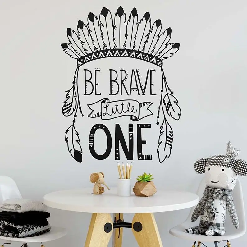 Nursery Decor Be Brave Little One Wall Sticker Tribal Style Wall Decals ...