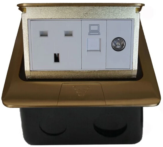 Golden Copper Dual UK ground socket for SA UK Singapore ect hotel home ...