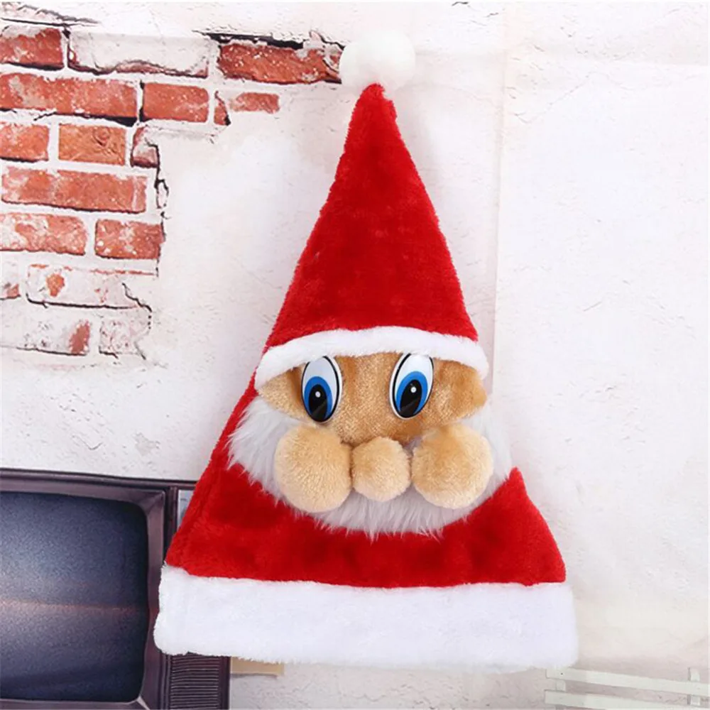 2018 New Arrival Cute Christmas Santa Claus Face Hat Lovely Soft Warm ...