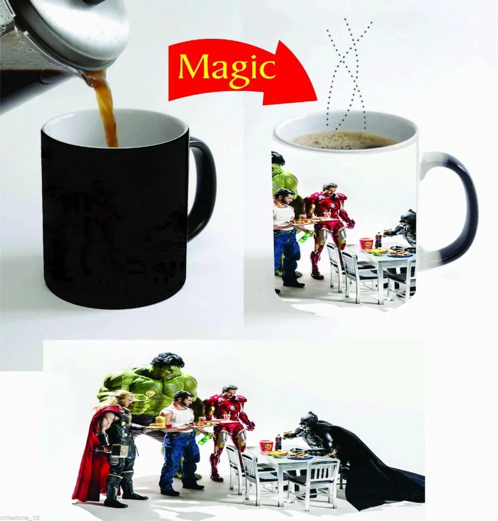 Avengers batman captain America mugs coffee mug Heat Sensitive ...