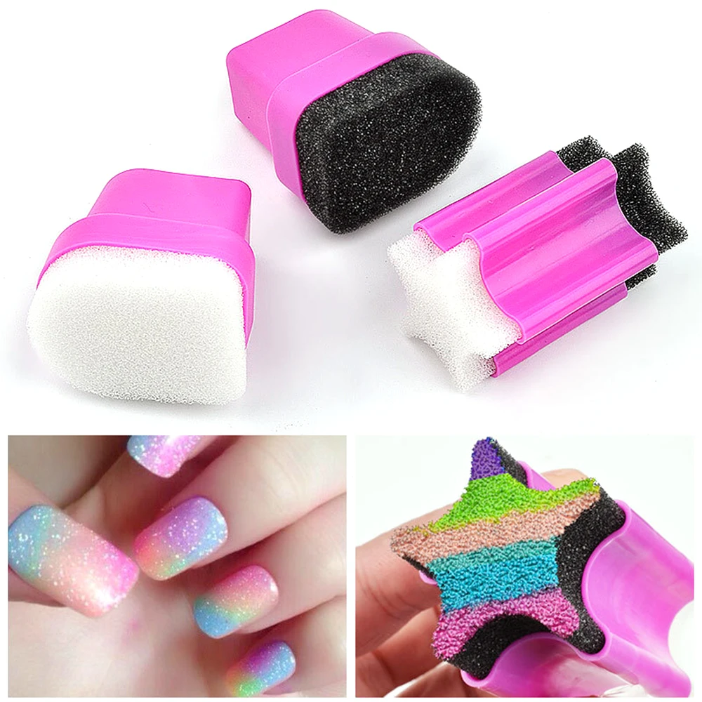 ELECOOL 1Pcs DIY Gradient Nail Sponges Nail Buffer Files Color Change ...