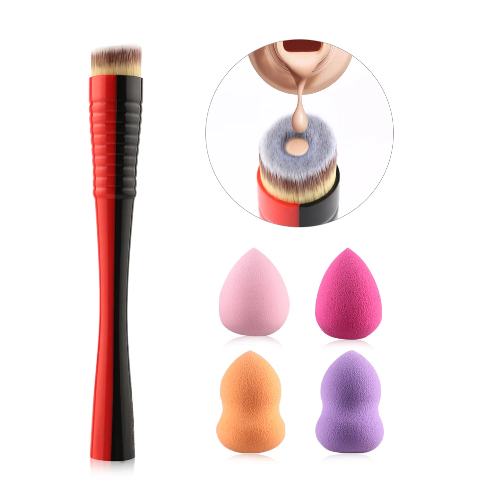 Foundation Brush Cream Blush Loose Powder Makeup Brushes with Puff ...