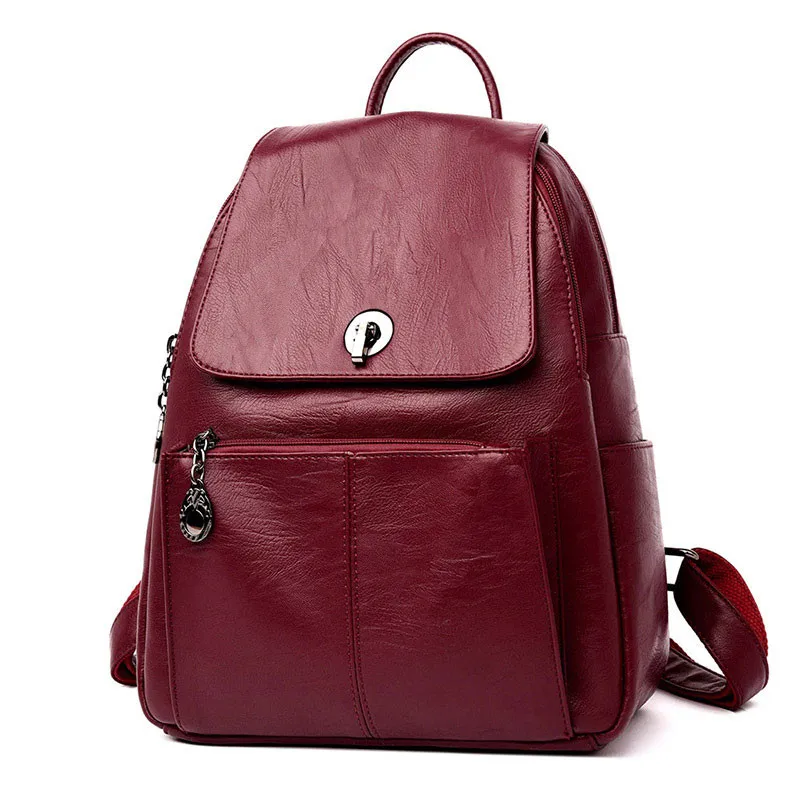 Casual Antitheft Backpack Female High Quality Soft Leather Rucksacks ...
