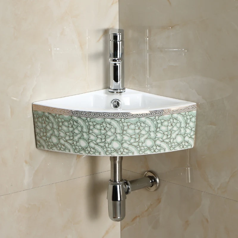 Ceramic Corner Basin Small Bathroom Wash Basin Triangle Balcony Wall ...