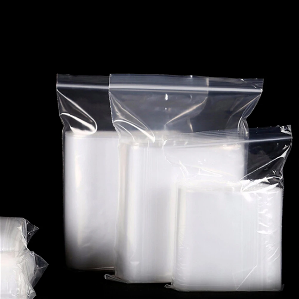 100pcs Ziplock Zip Zipped Lock Reclosable Plastic Thick Transparent