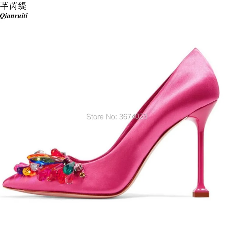 Qianruiti Wedding Shoes Bridal Luxury Jewelry Pumps 10 cm Thin Heels ...