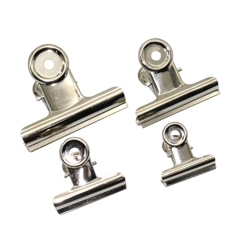 Compre 4 Piezas Redondas De Metal Grip Clips Silver Bulldog Clip ...