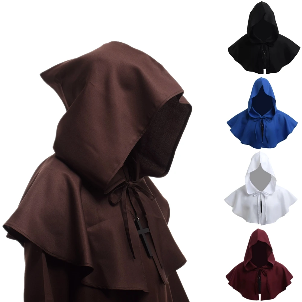 Medieval Priest Monk Costume Shawl Hooded Cape Renaissance Wicca Pagan ...