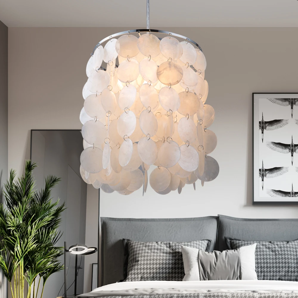 Loft Modern Fehér Természetes Tengeri Kagyló Csillár Mennyezete E14 Led ...