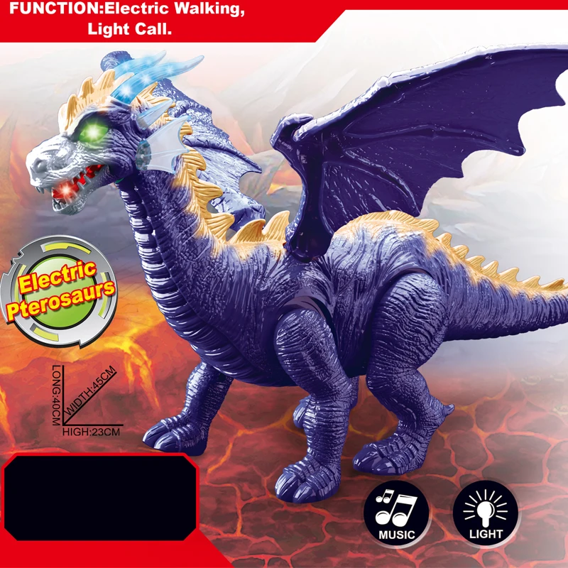NEW Realistic Dinosaur Robot World Flashing Plastic Pterosaur Toy ...