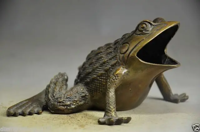 China Chinese Folk Fengshui bronze Copper Animal Frog Toad Statue ...