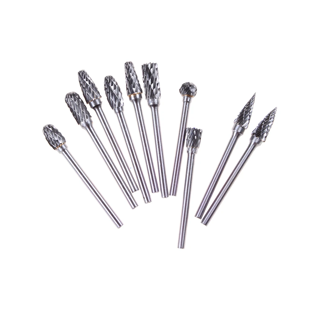 10pcsset 18 Shank Tungsten Carbide Milling Cutter Rotary Hss Steel Cone Drill Shank Set High