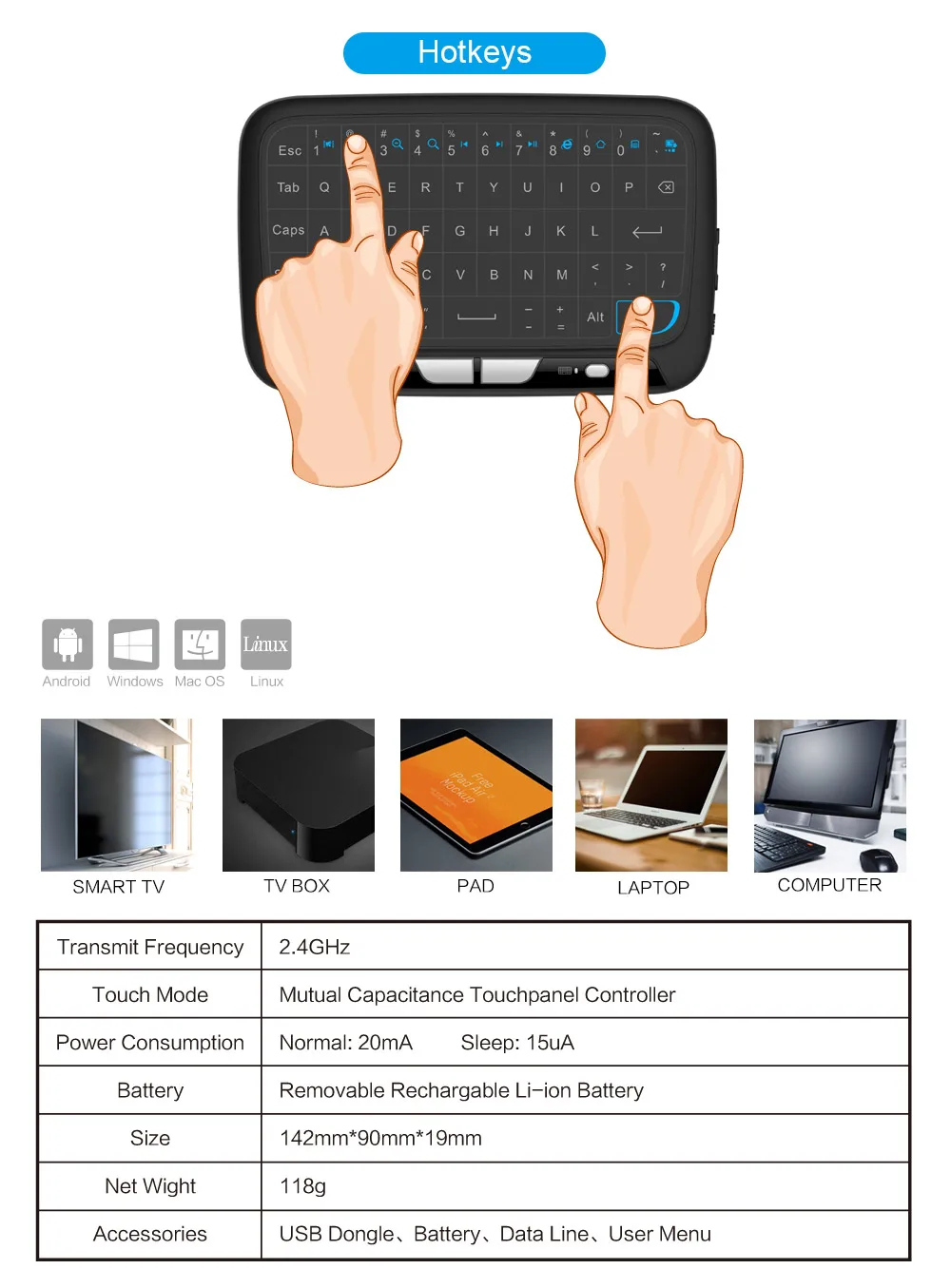 H18 Mini Juhtmeta Klaviatuur | SOODNE!