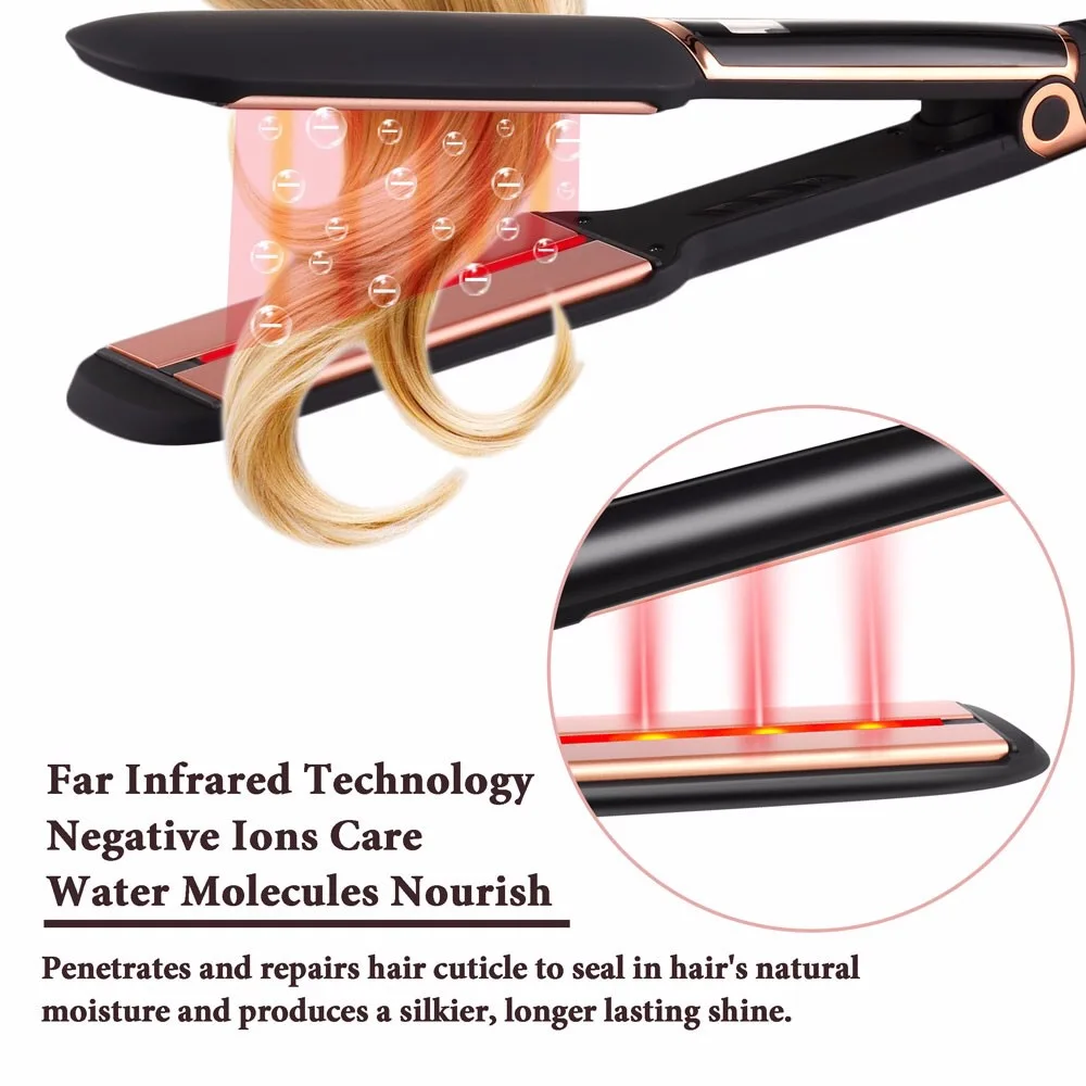 Infrared Hair Straightener 2 Inch Wide Flat Iron Ceramic Instant MCH ...