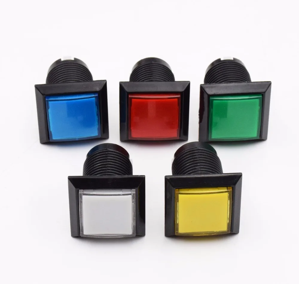 32mm Square Arcade Button LED Illuminated Push Button with Microswitch for Arcade Games (DC 12V ...
