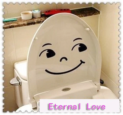 Toilet WALL ART Funny Toilet Bathroom Smiley Face Stickers Mike ...