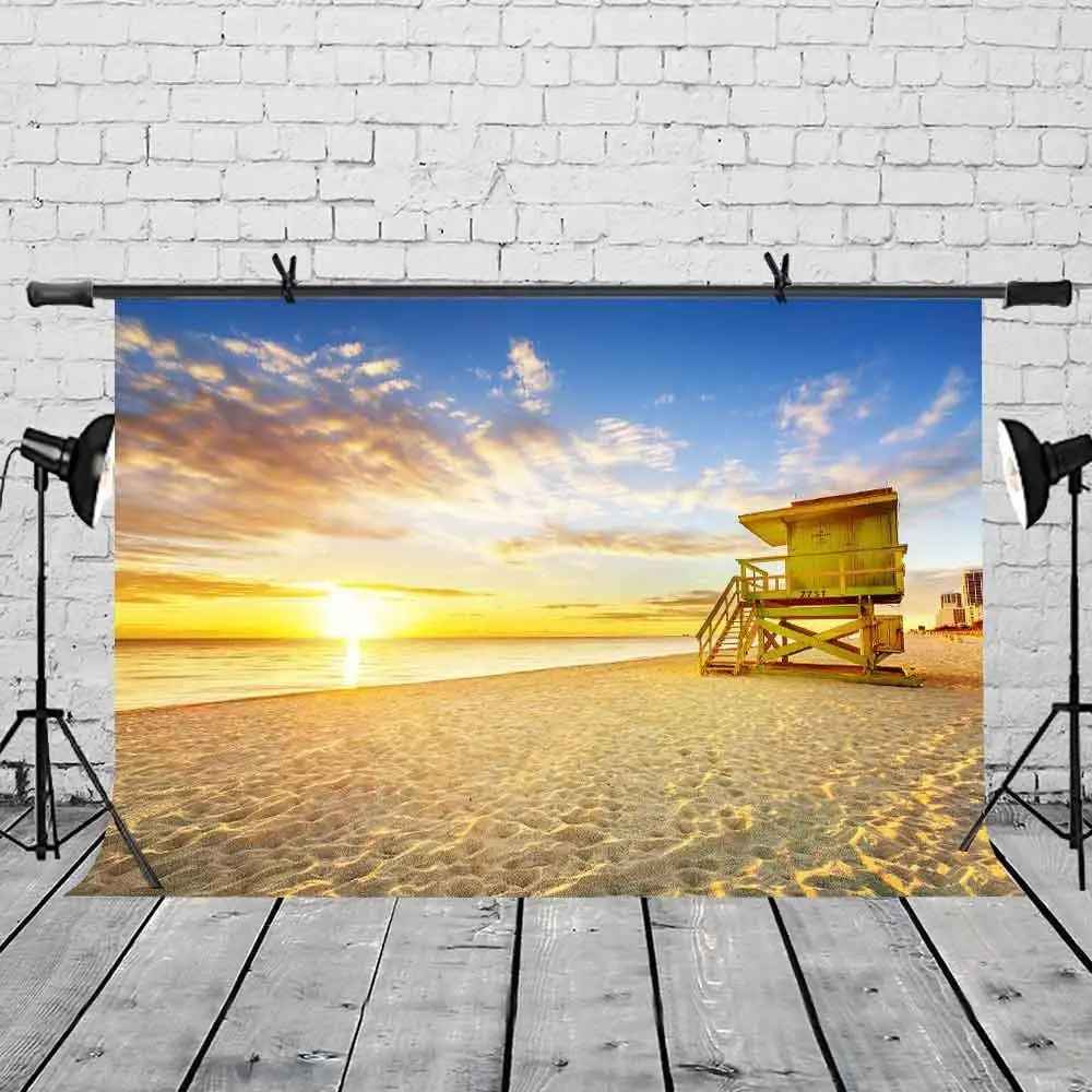 7x5ft Sunny Beach Backdrop Sunny Beach Wooden House Photography ...