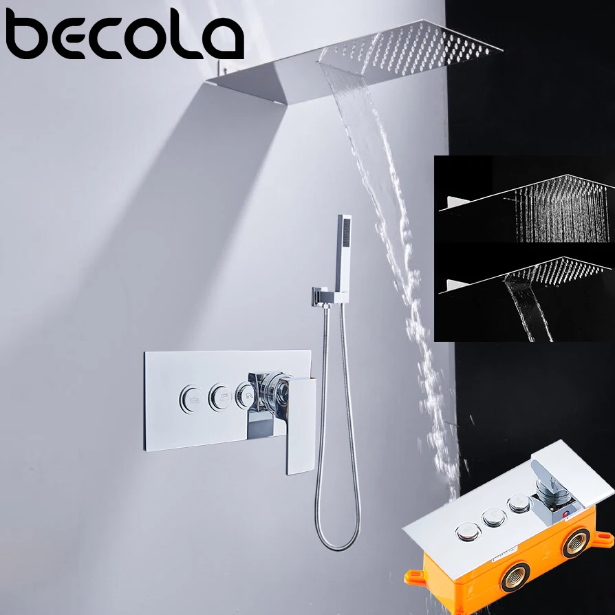 Sistema de cabezal de ducha de cascada y lluvia, grifo de ducha cromado ...