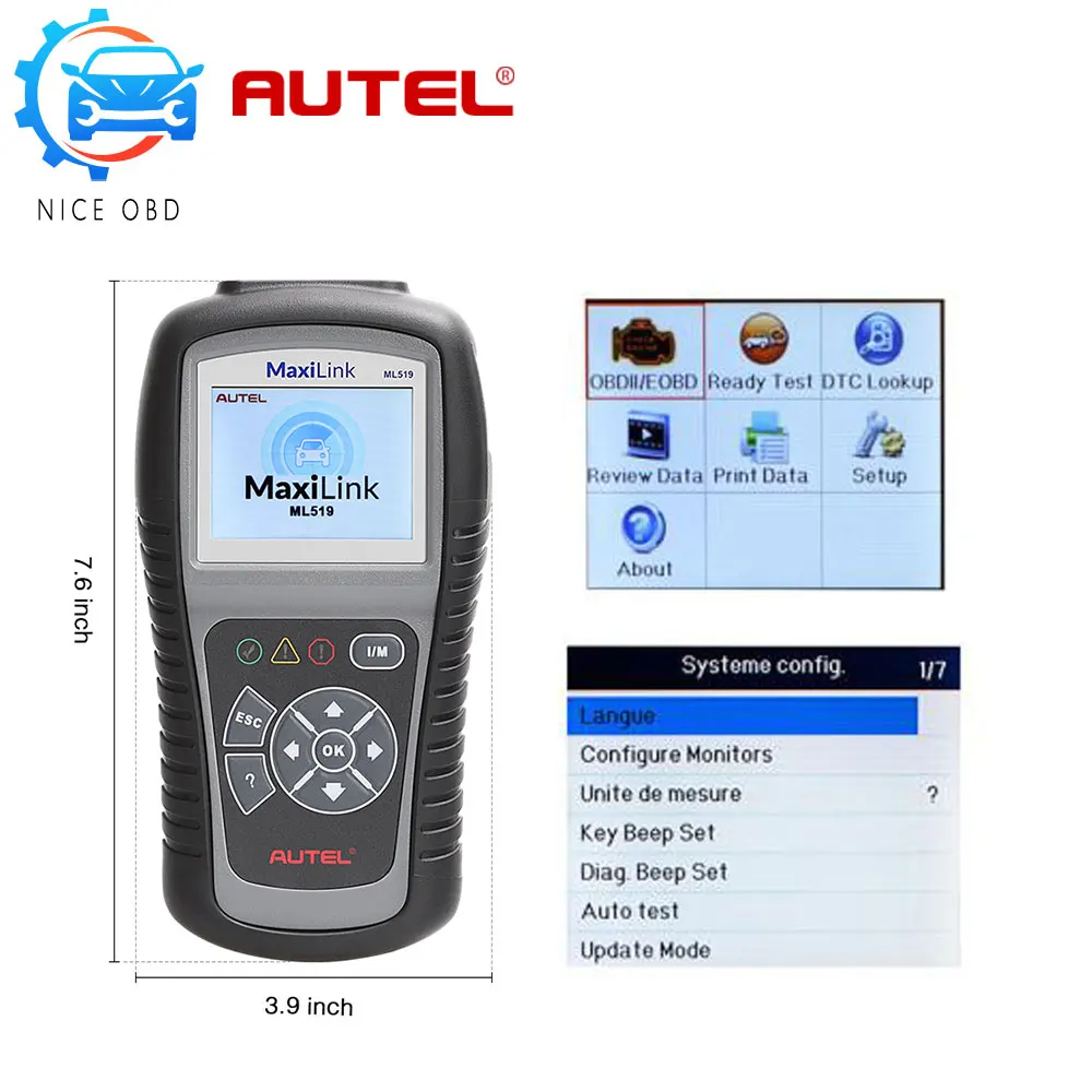 Autel MaxiLink ML519 Auto Code Reader OBD II& CAN Scan Tool same with ...