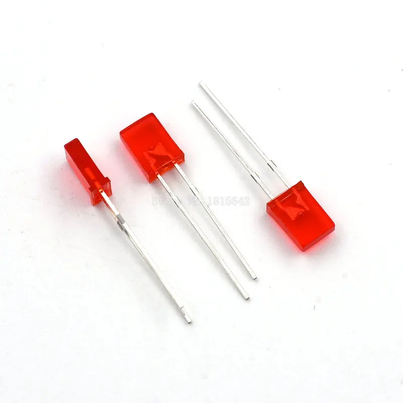 100 unids/lote de diodos LED emisores de luz roja cuadrados 2x5x7mm ...