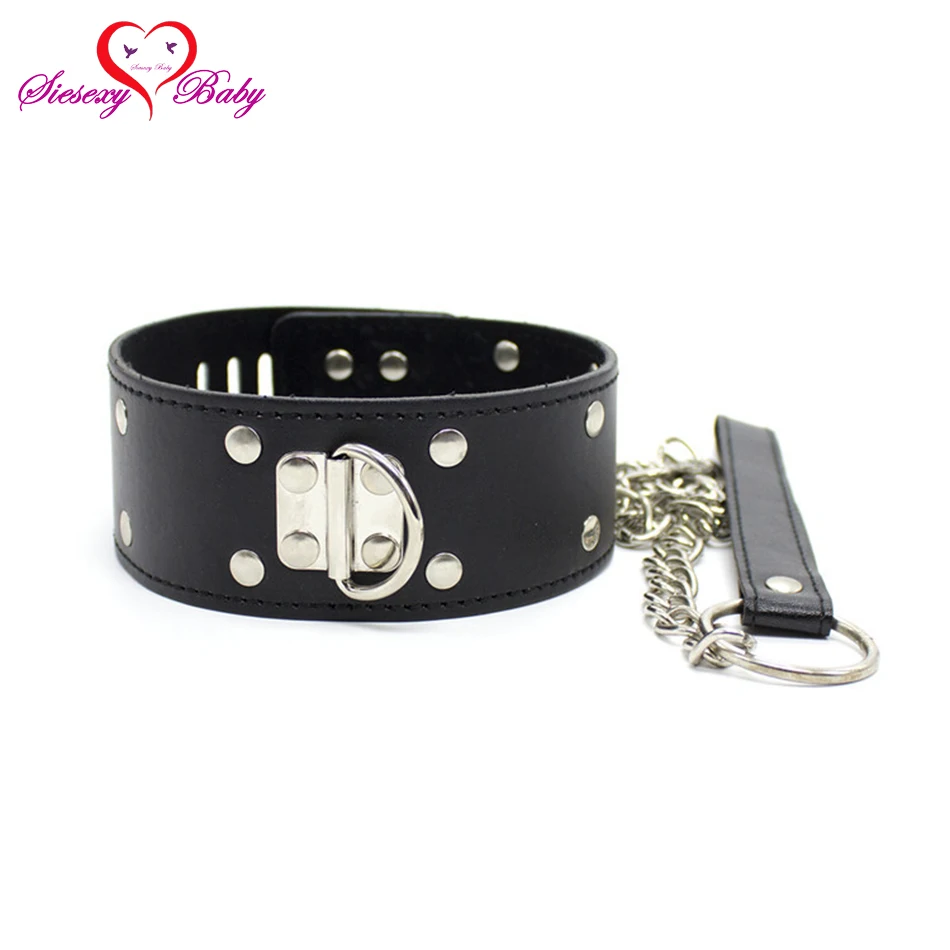 Black Pu Leather Bdsm Collar Plush Neck Sex Collar Fetish Bondage Adult