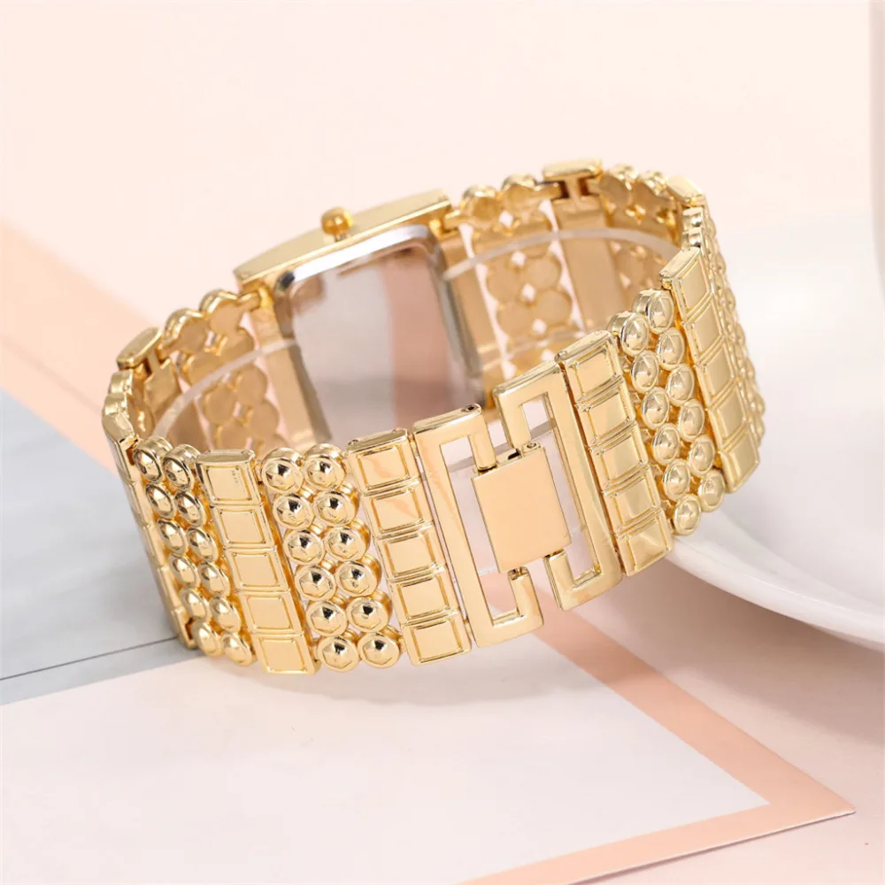 Luxury Ladies Metal Quartz Stainless Belt Rectangle Dial With Diamond ...