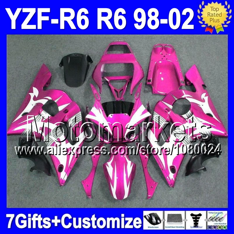 7gifts For YAMAHA Pink white YZF R6 98 99 00 01 02 K92110 YZF600 YZF R6 ...