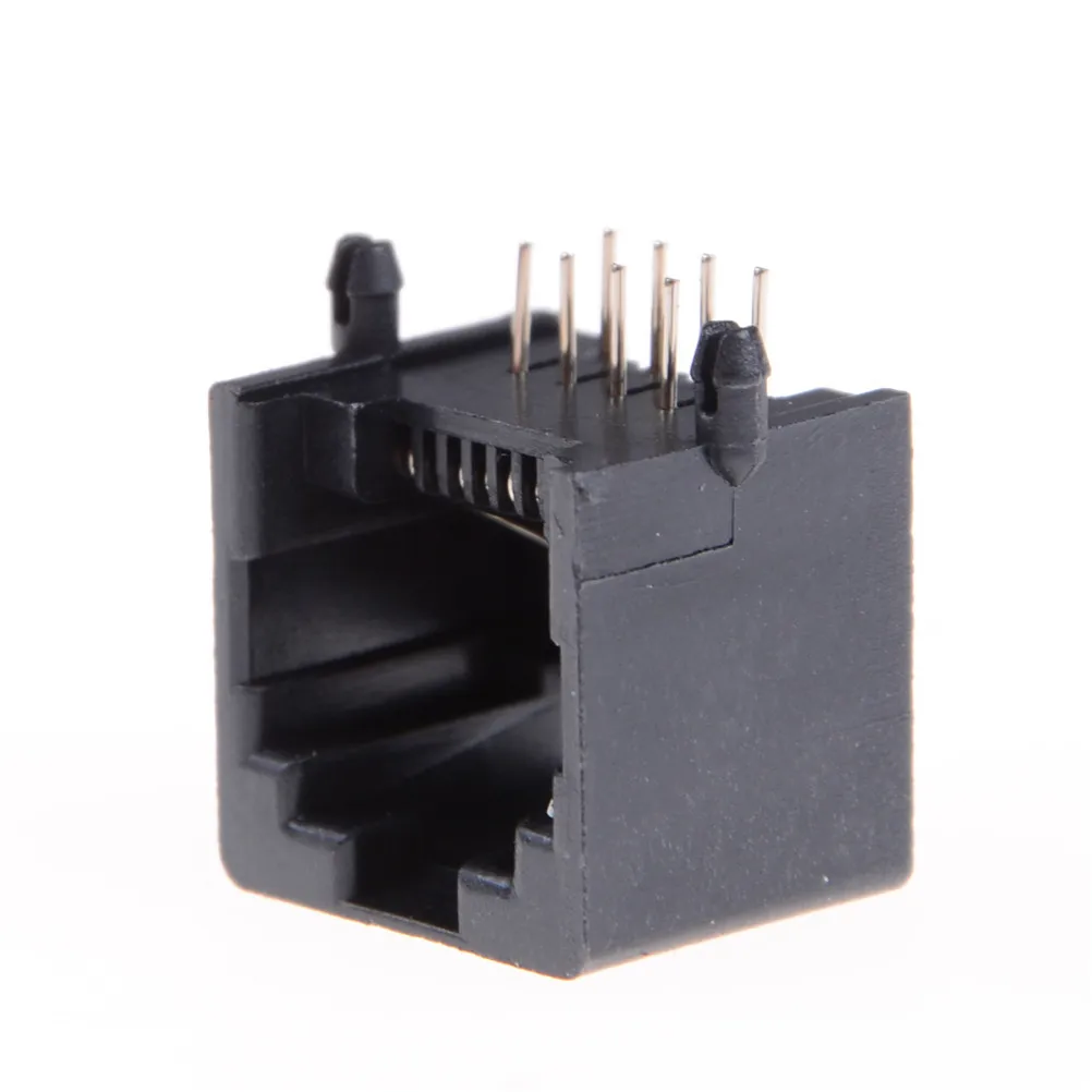 10pcs Black Rj45 8p8c Computer Internet Network Pcb Jack Socket Practical And High Quality In
