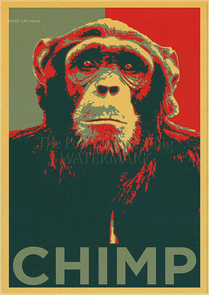 chimpanzee headphones Humor posters retro poster vintage home decor ...