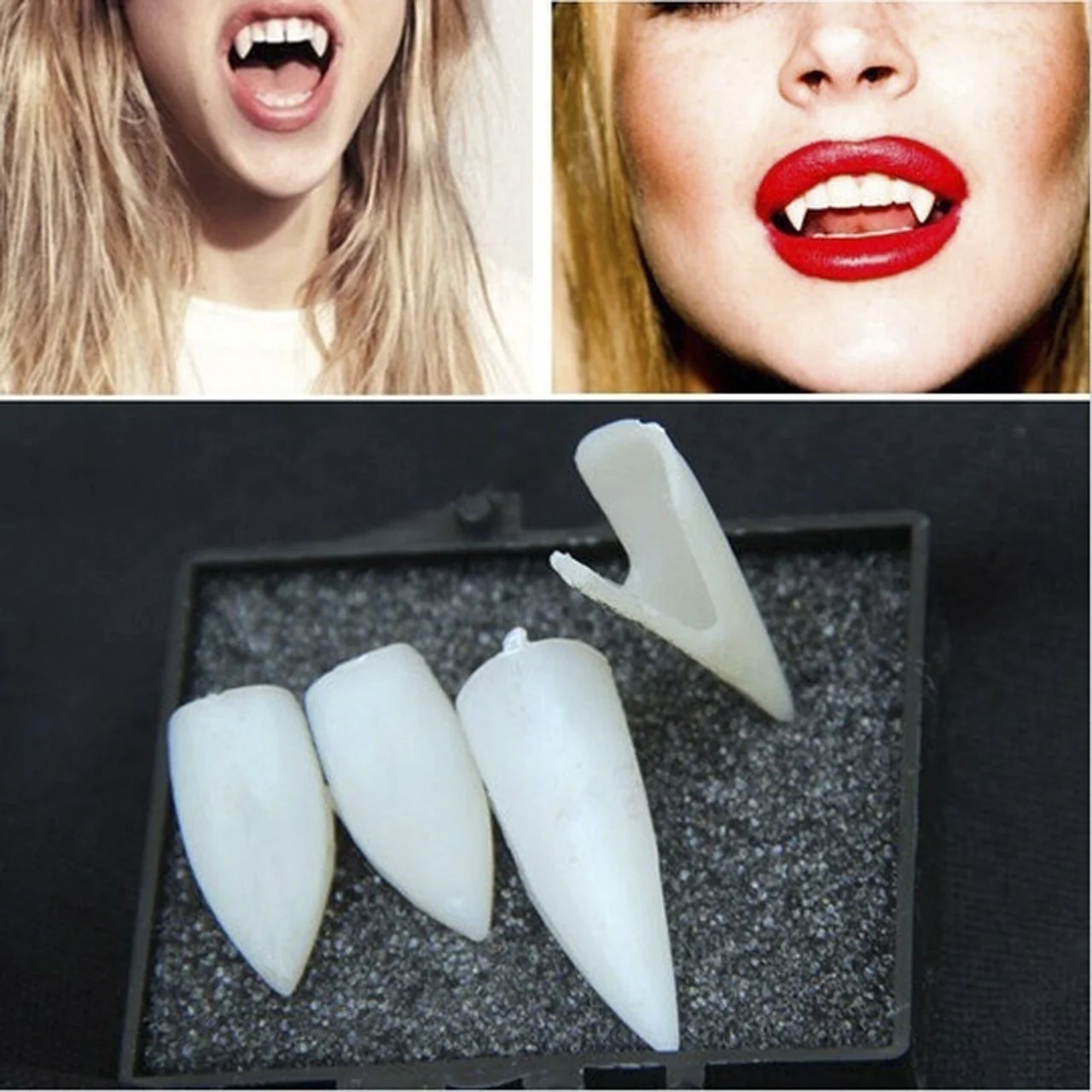 4Pcs Horrific Fun Clown Dress Vampire Teeth Halloween Party Dentures ...